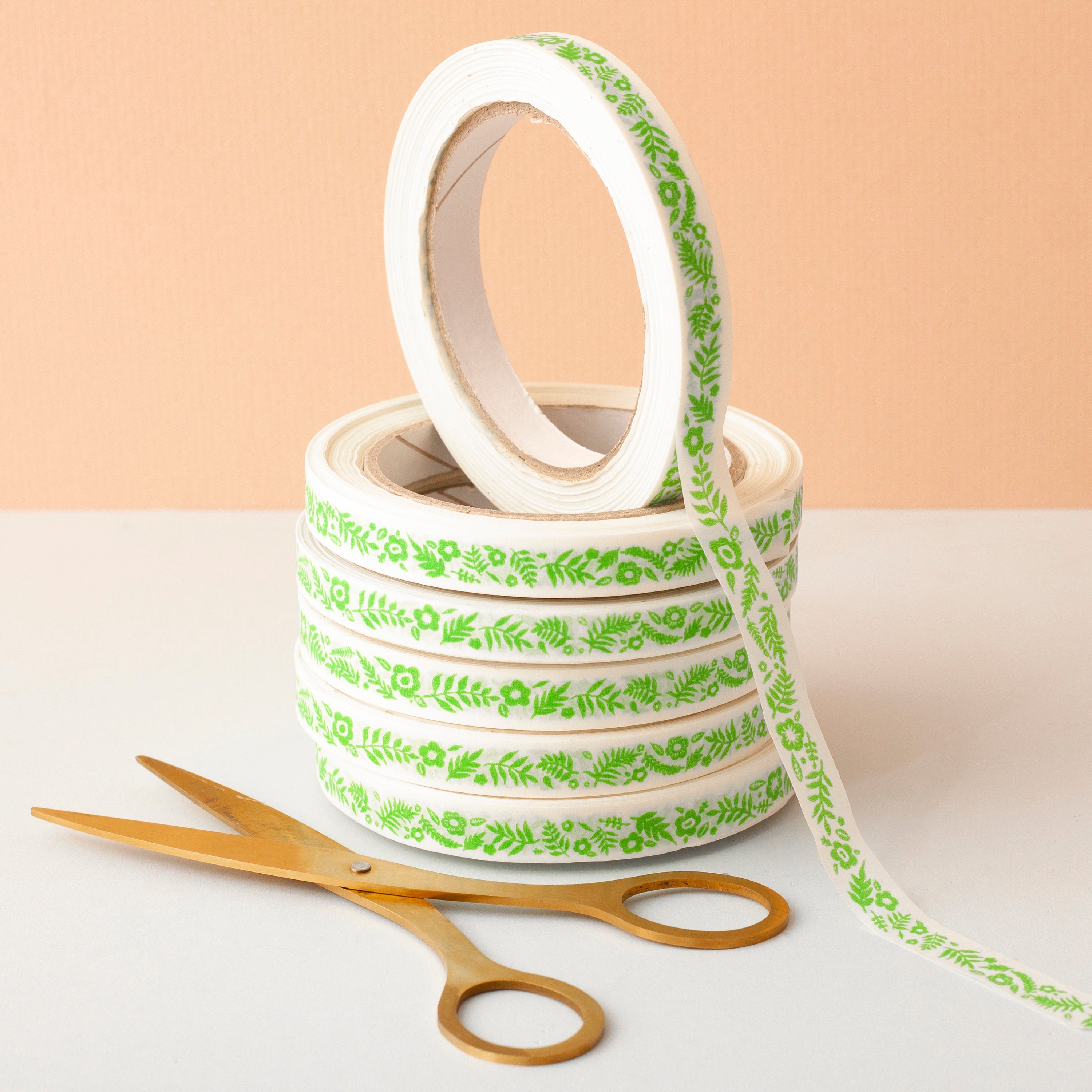 Leafy Pattern Paper Tape - 12.5mm Tape 50m Roll – Little Paisley Designs